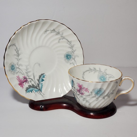 Aynsley | Kitchen | Aynsley Teacup And Saucer Wayside Pink Blue Flowers ...